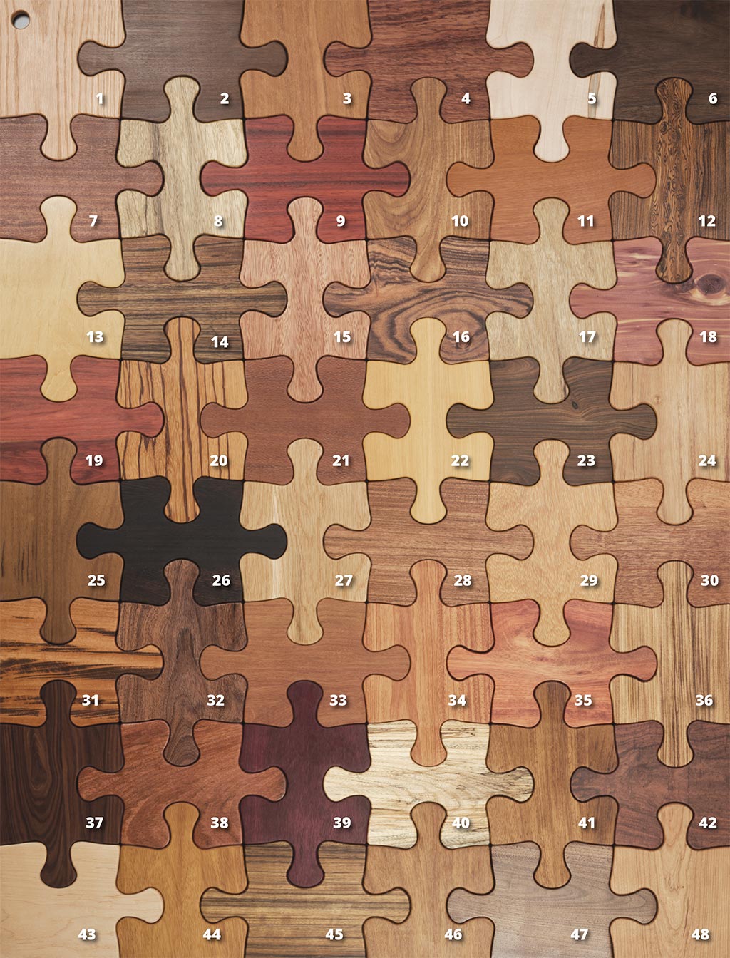 Puzzle Design Meets Craftsmanship: 48 Wood Species in Harmony | Woodcraft