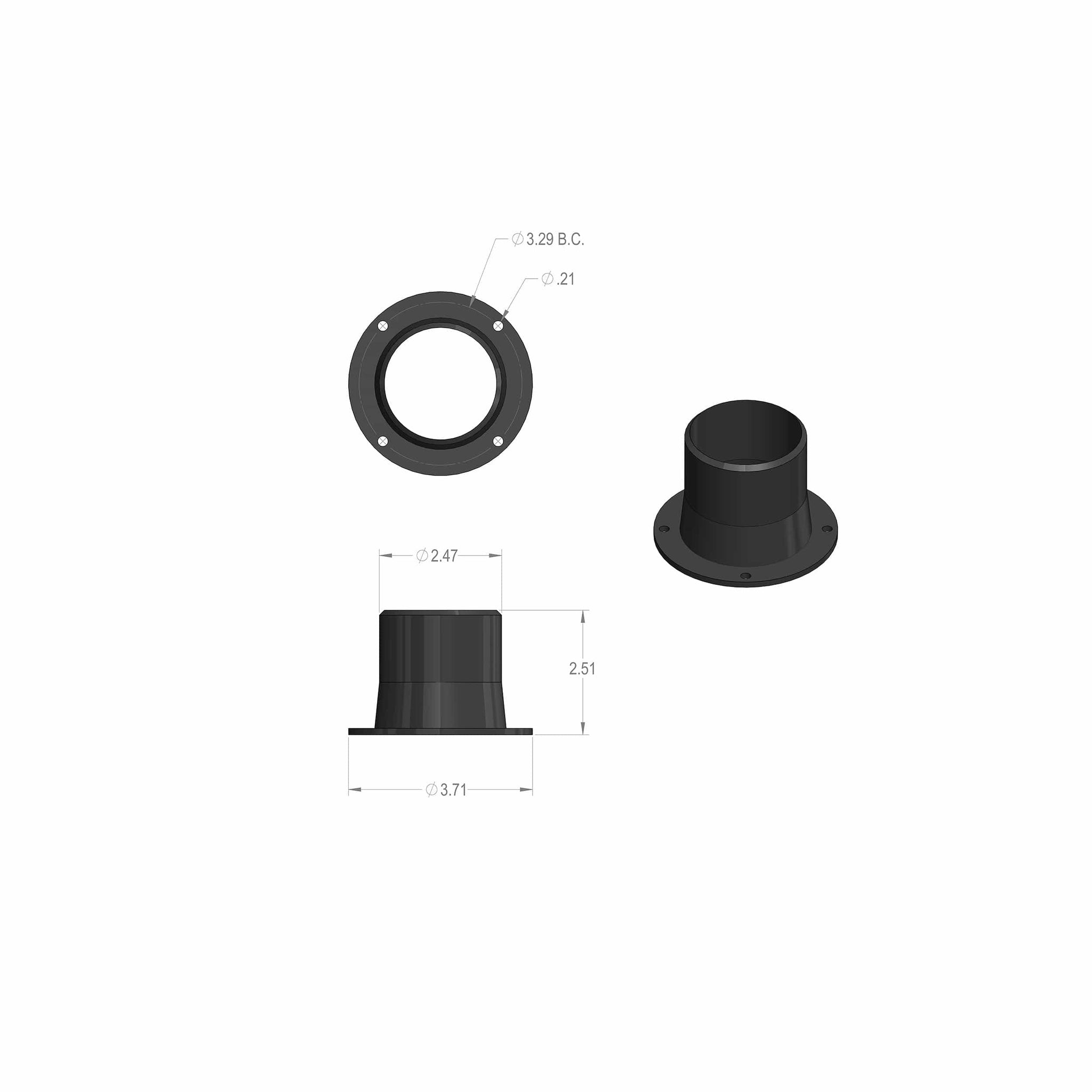 WoodRiver Dust Connection 2-1/2" Flanged Inlet Dust Collection Fitting ...