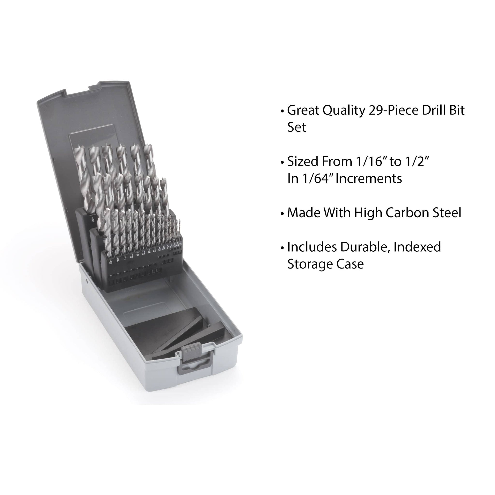 WoodRiver - Brad Point Drill Bit Index Set - Imperial - 29 Piece ...