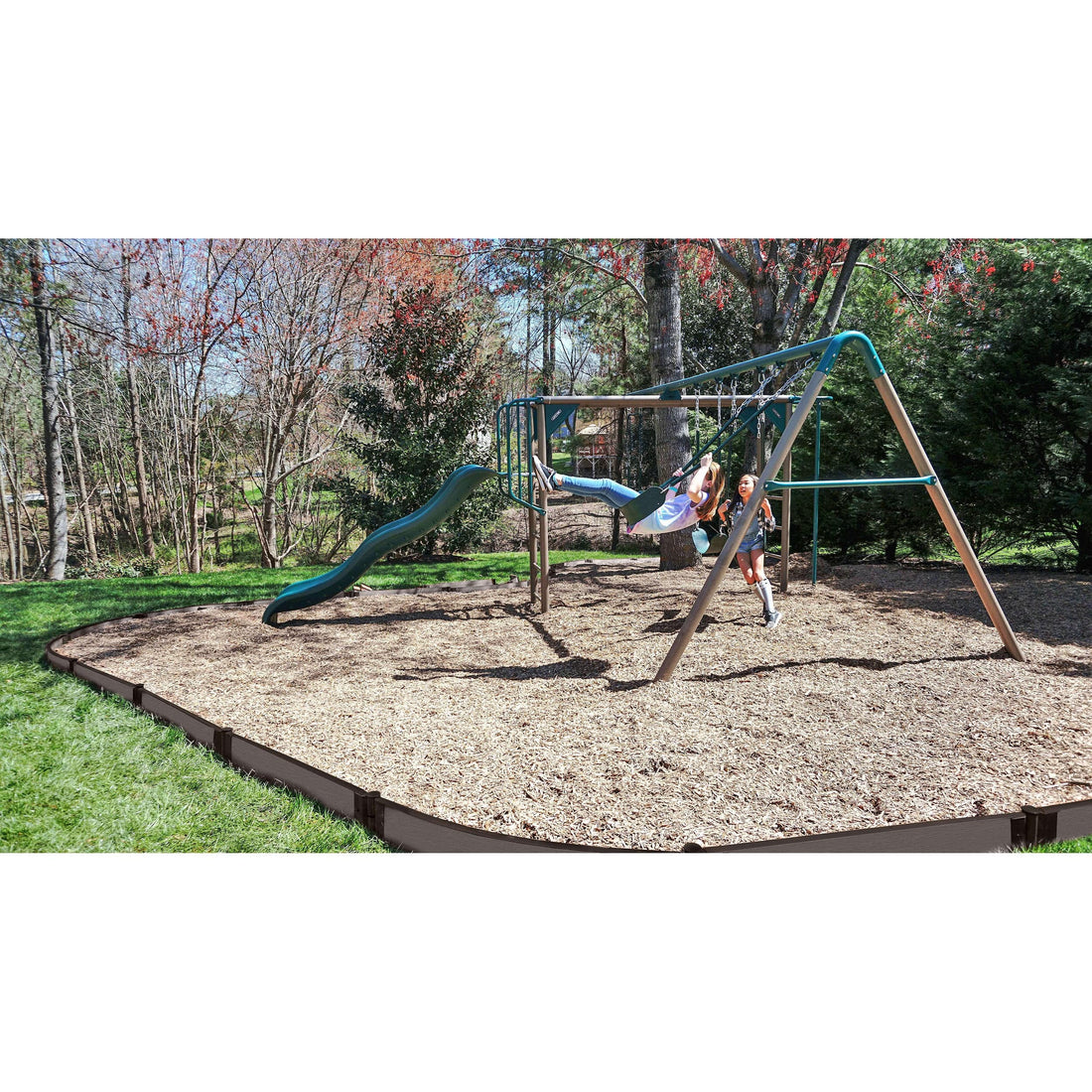 Weathered Wood Curved Playground Border 16' - 1" profile | Woodcraft