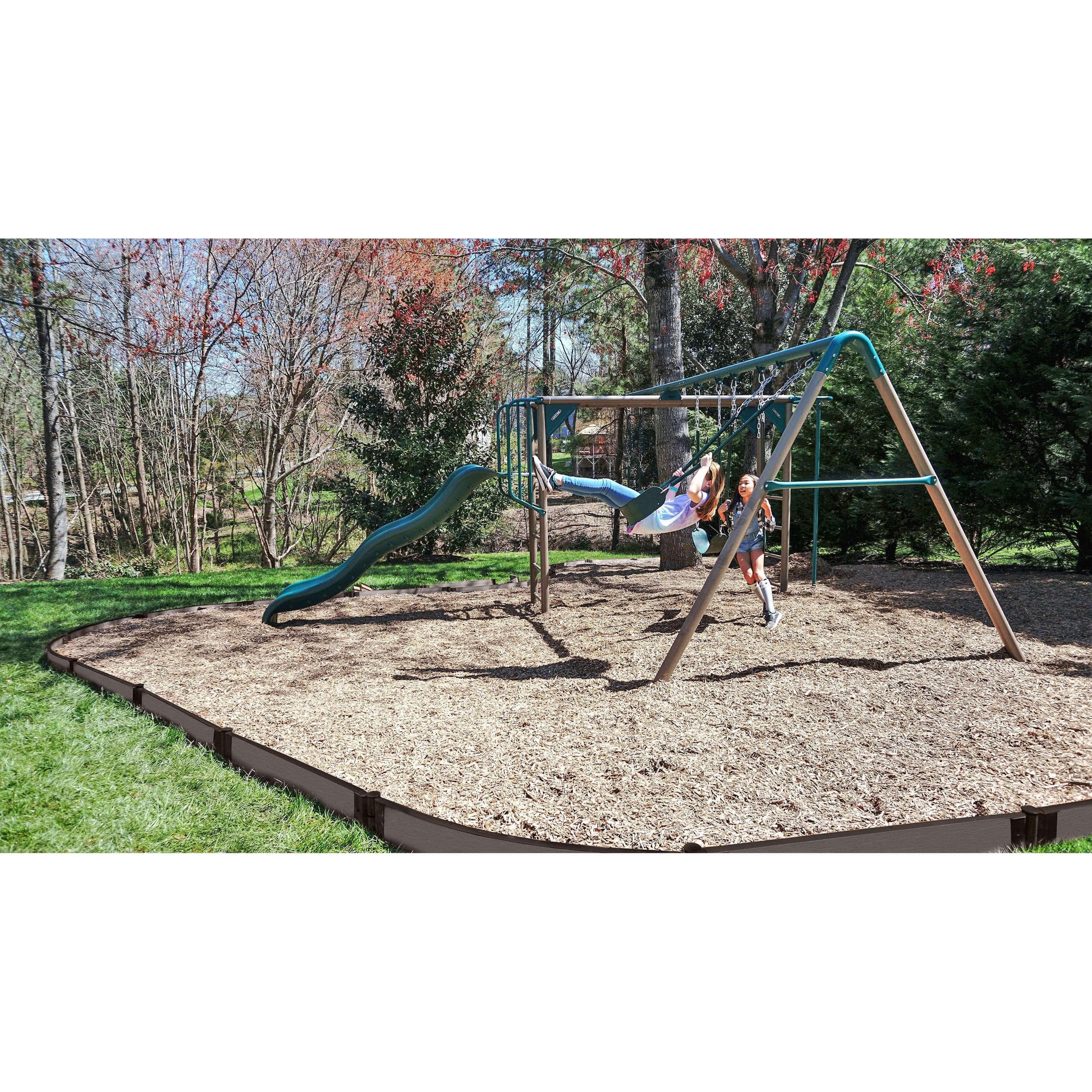 Weathered Wood Curved Playground Border 16' - 1" profile | Woodcraft