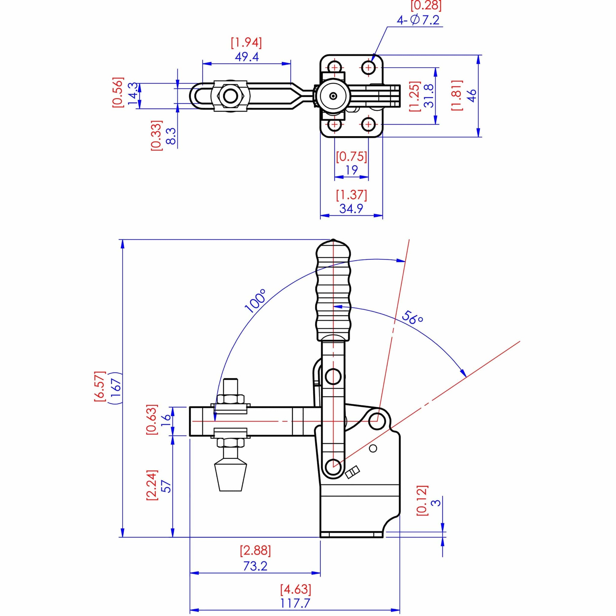 WoodRiver Vertical Handle High Base Toggle Clamp | Woodcraft