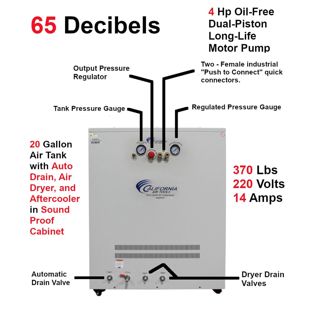 California Air Tools 4HP 20 Gallon Oil-Free Compressor with Drying ...