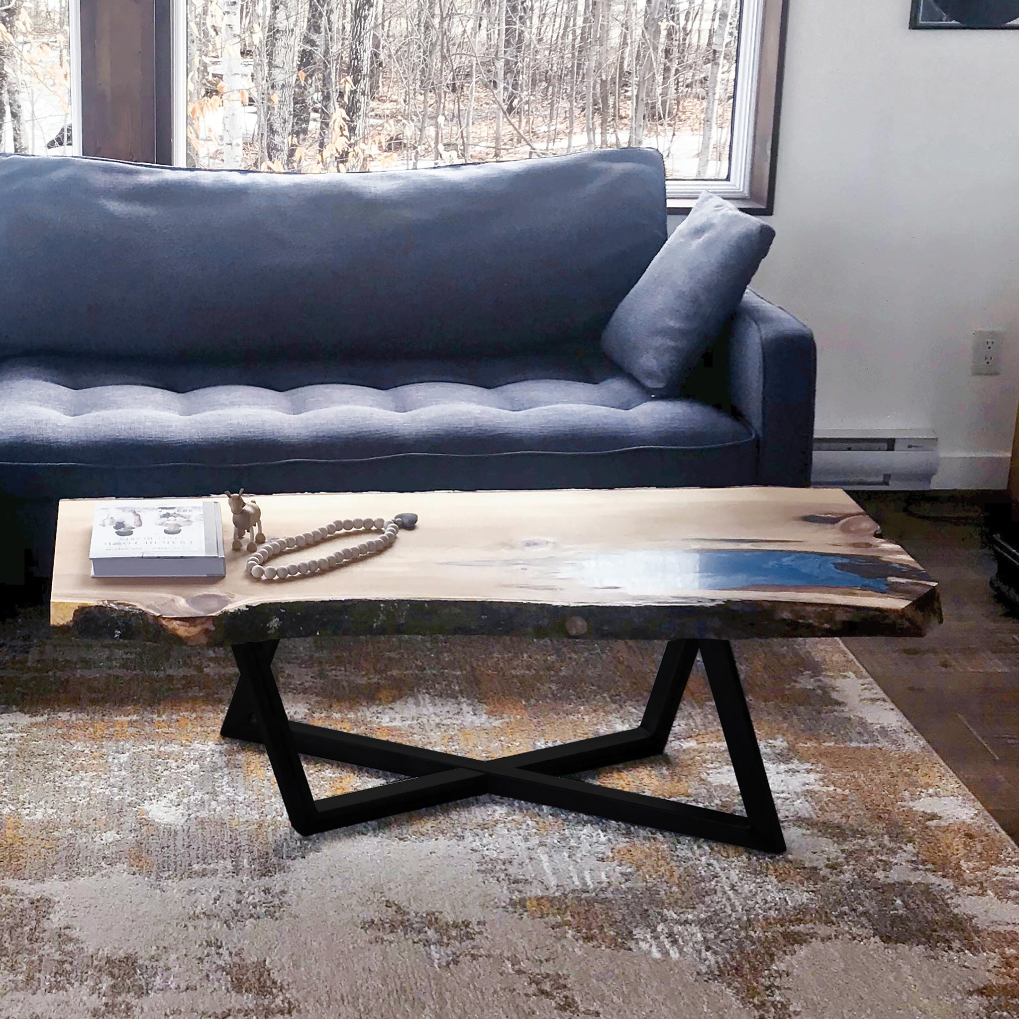 Live Edge Timber Co. Rhombus Slab Leg Set 15.5" High Black | Woodcraft