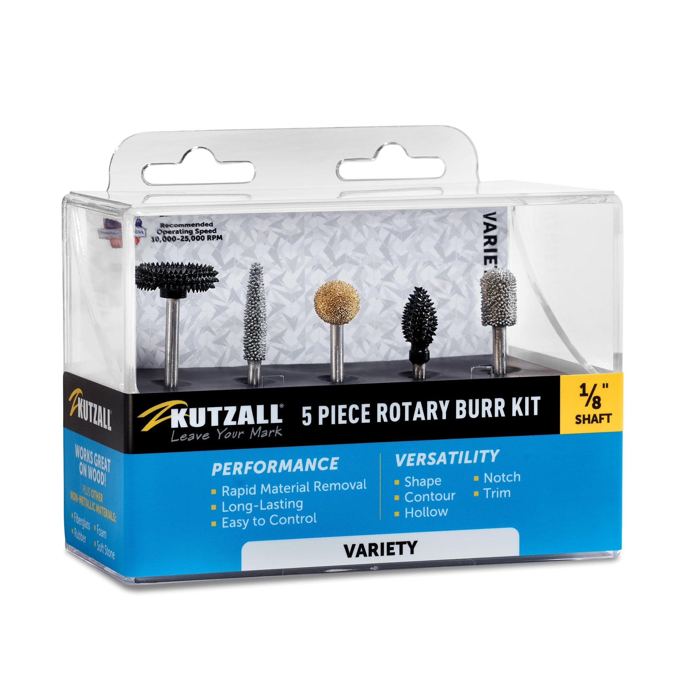 Kutzall Variety Rotary Burr Set for Shaping and Carving 5 Piece | Woodcraft
