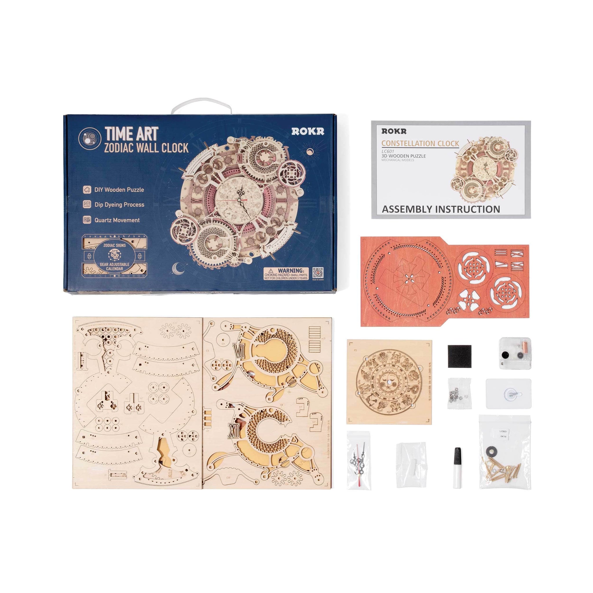 Robotime Zodiac Wall Clock | Woodcraft