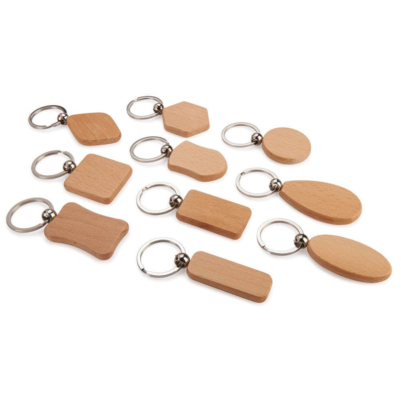 xTool - Engravable Mixed Shape Wooden Key Chains - 10 Piece | Woodcraft