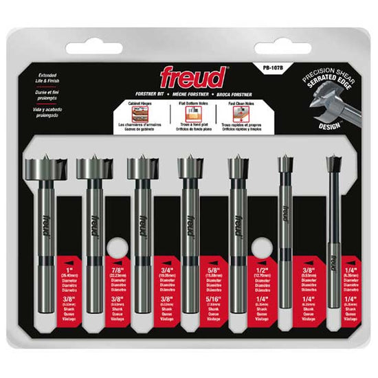 Get this 7 piece set of Freud's smallest Precision Shear forstner bits ...