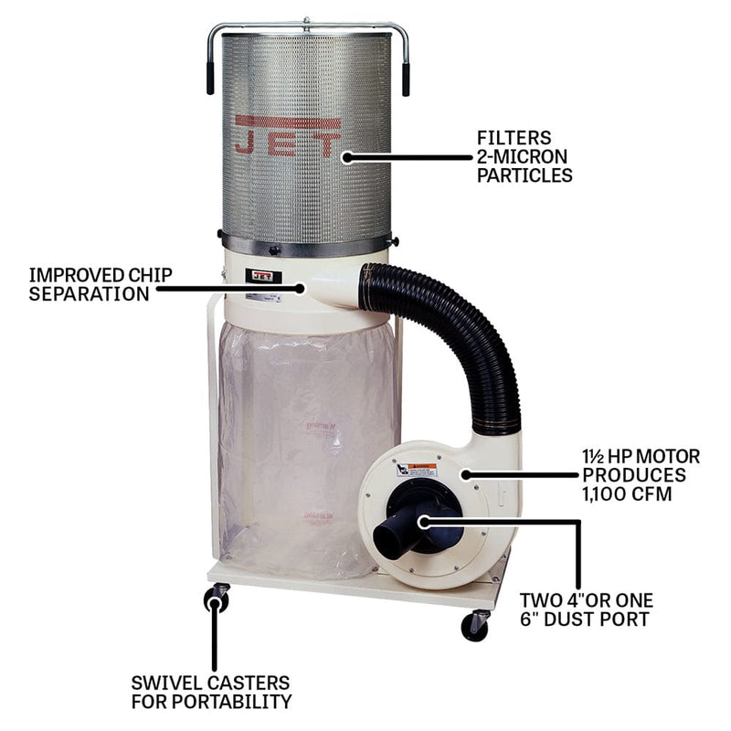 Jet Vortex Cone Dust Collector DC-1100VX | Woodcraft